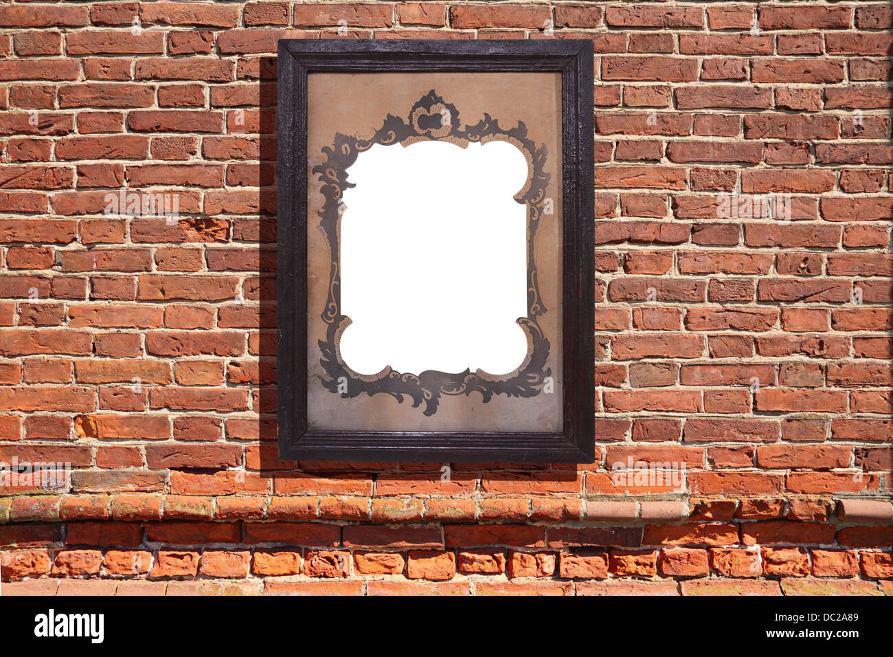 Vintage framework on antique wall from brown brick Stock Photo - Alamy