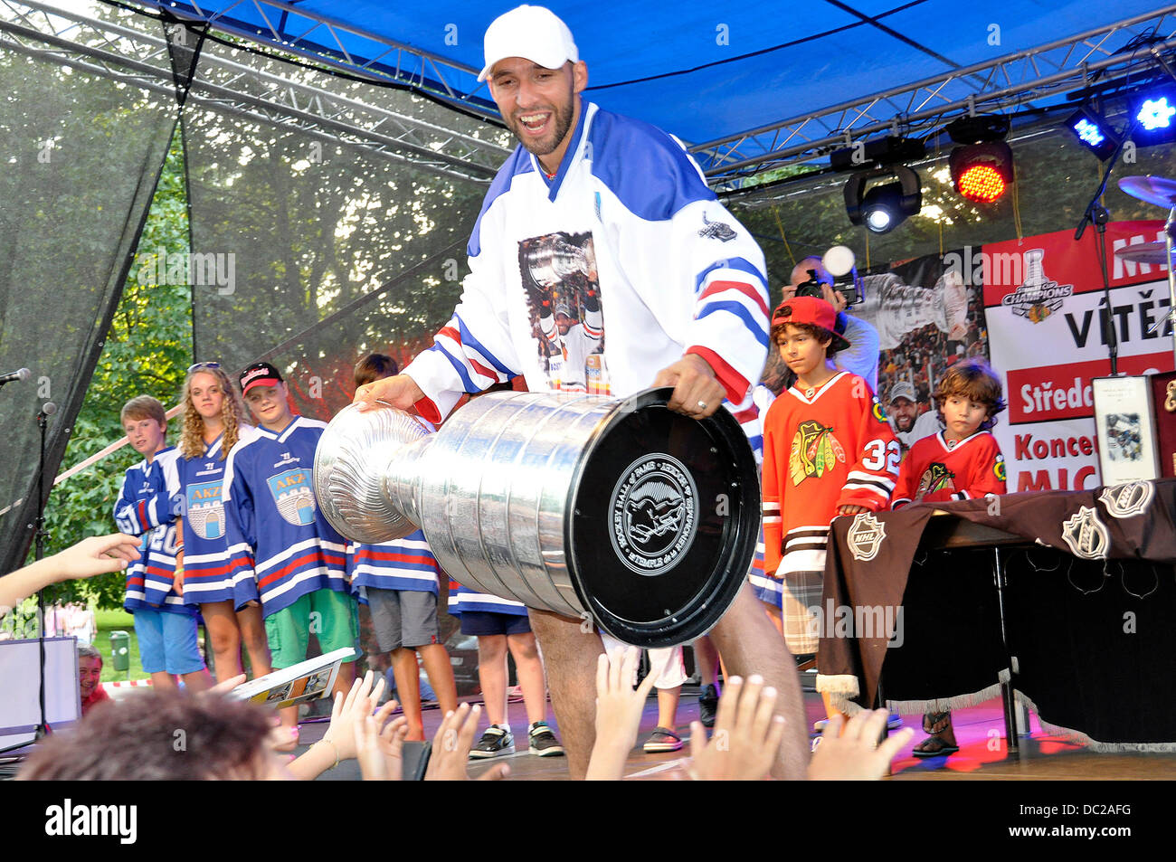 Vlasim, Czech Republic. 7th Aug, 2013. Chicago Blackhawks player Michal ...