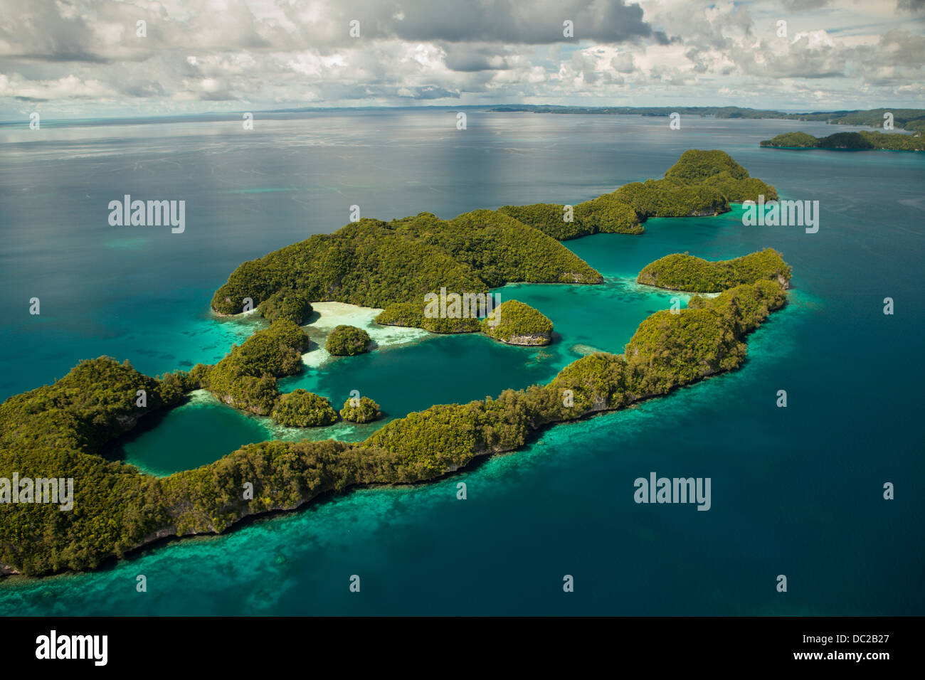 Aerial view of Rock Islands of Palau, Micronesia (UNESCO World Heritage ...