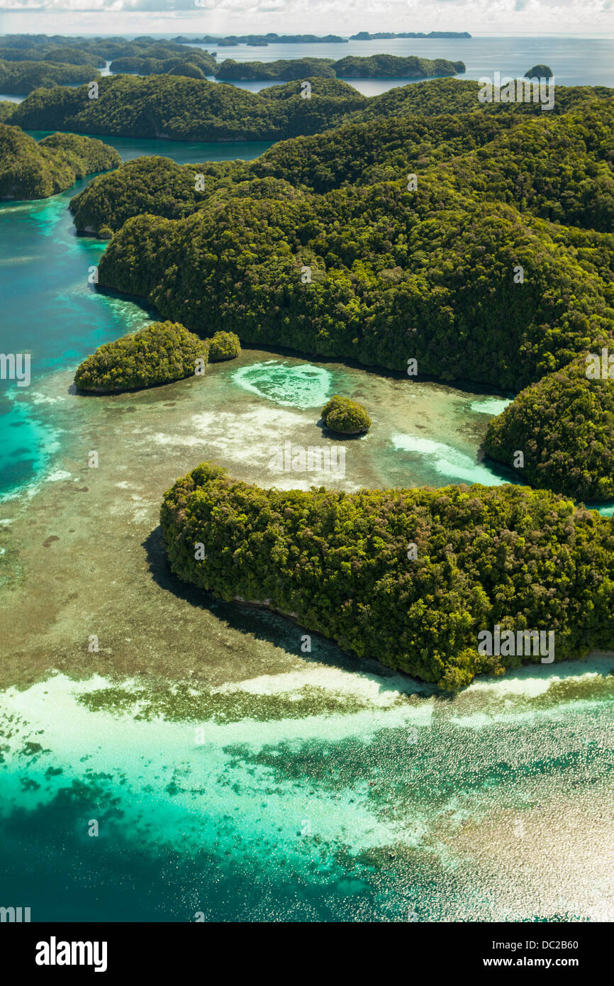 Aerial view of Rock Islands of Palau, Micronesia (UNESCO World Heritage ...