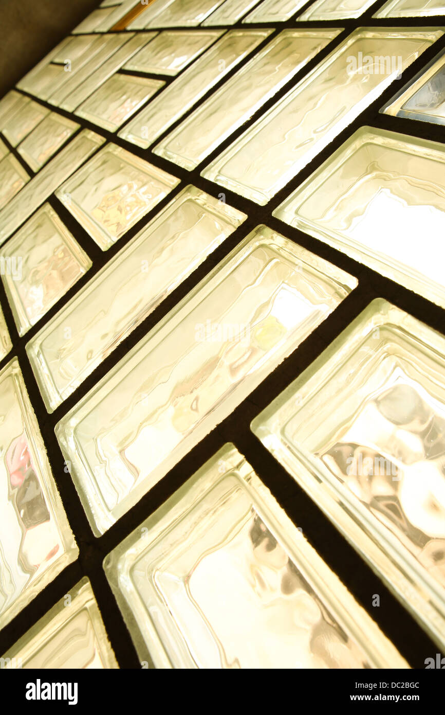 A glass brick wall background. Architecture interior Stock Photo - Alamy