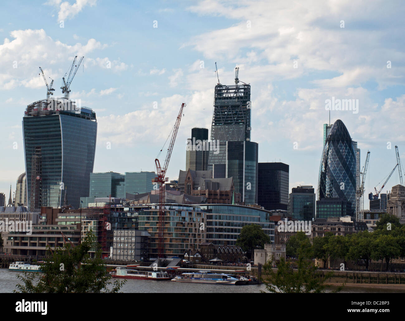 The City of London's skyline showing buildings under construction Stock ...