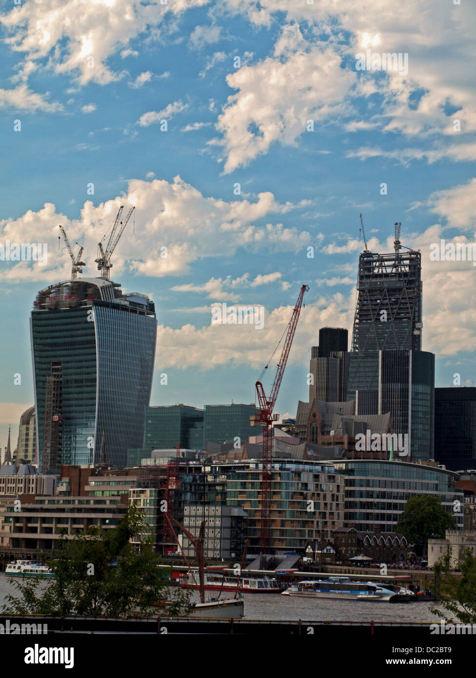 The City of London's skyline showing buildings under construction Stock ...