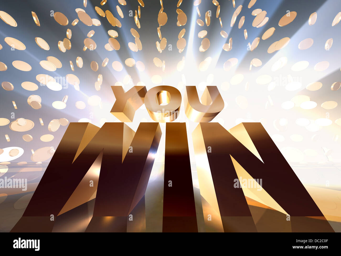 you win 3d concept golden sign Stock Photo - Alamy