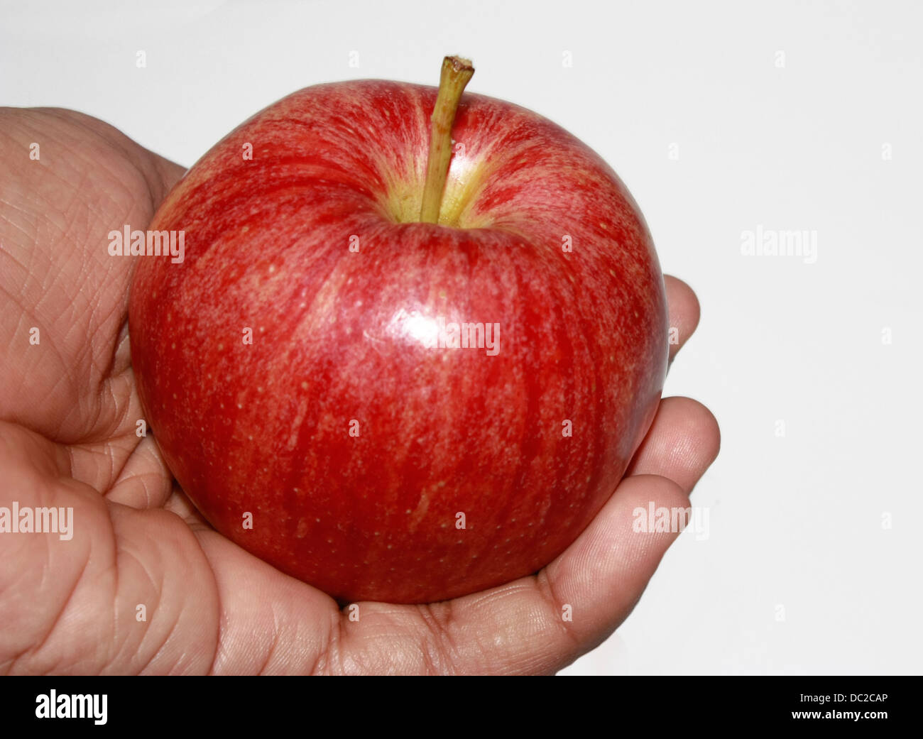 close up of a person's hand holding an apple Stock Photo - Alamy