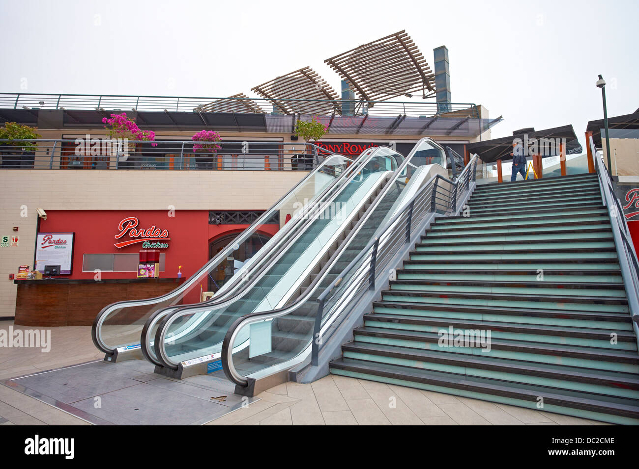 Steps Escalators at the Larcomar shopping centre at Malecón Cisneros on ...