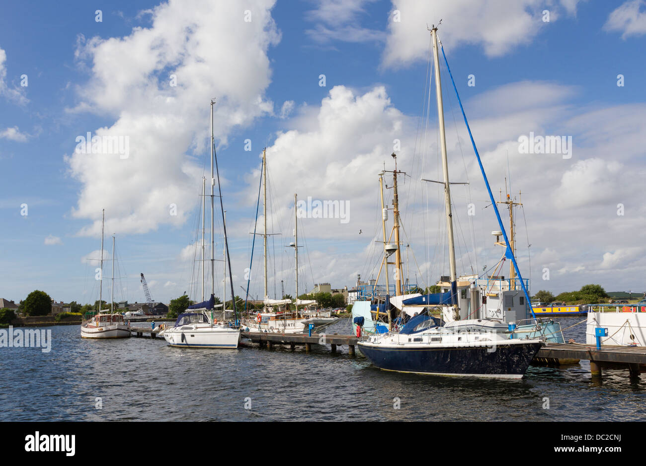 Boats moored along the Jetty at Glasson Basin, Glasson Dock, Lancaster ...