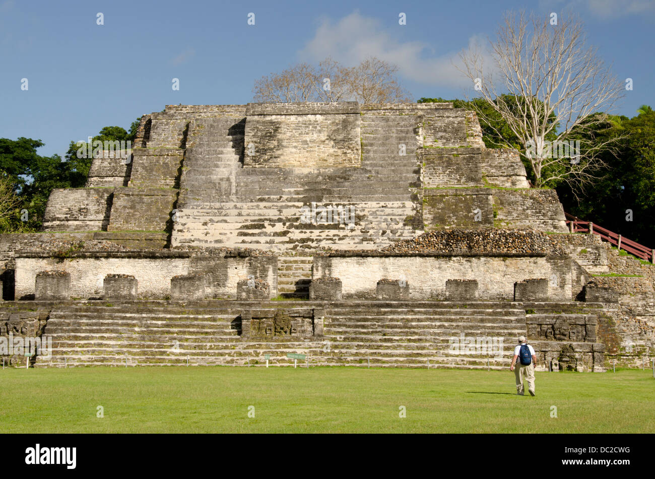 Belize, Altun Ha. Ruins of Mayan ceremonial site. Plaza B, Temple of ...