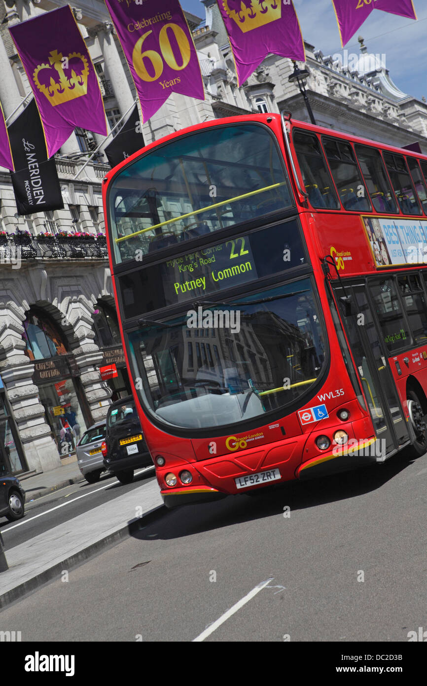 Traditional Bus in the town, London, UK Stock Photo - Alamy
