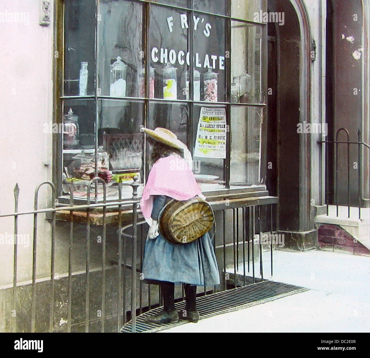 Girl looking in sweet shop window Victorian period Stock Photo - Alamy