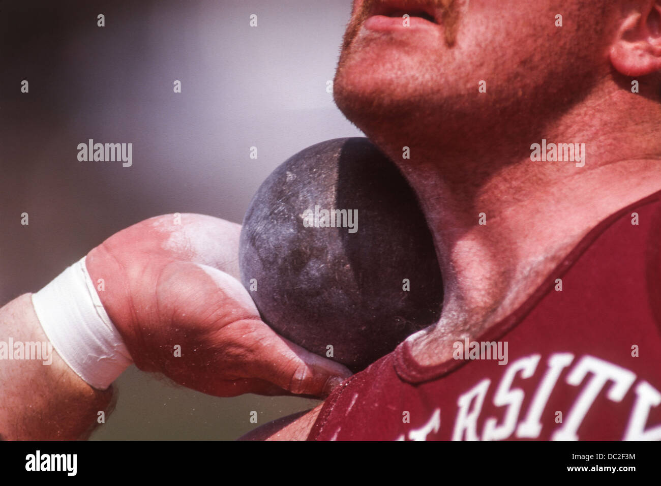 Detail of male shot putter in action Stock Photo - Alamy
