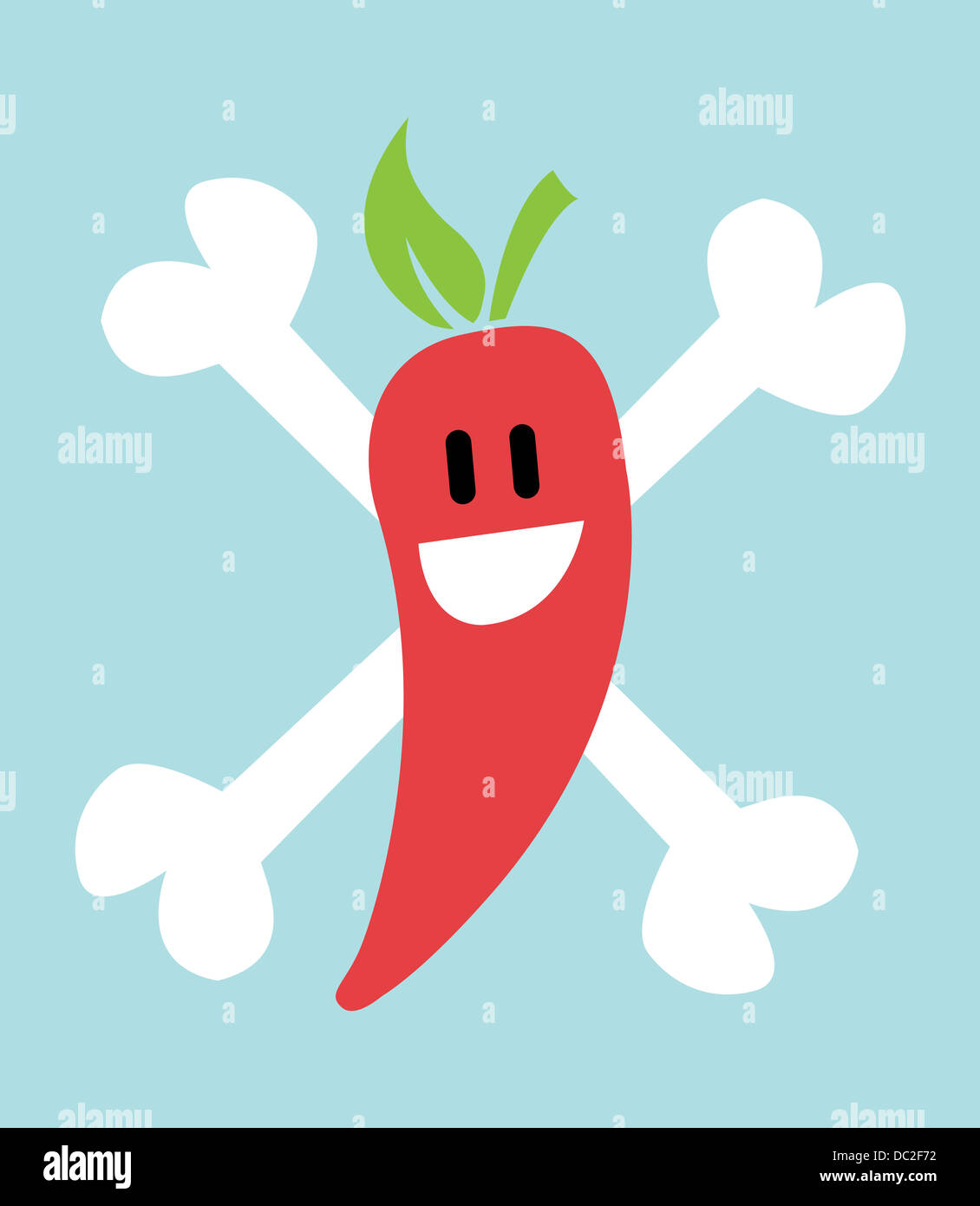 Chilli and Cross Bones character illustration Stock Photo - Alamy