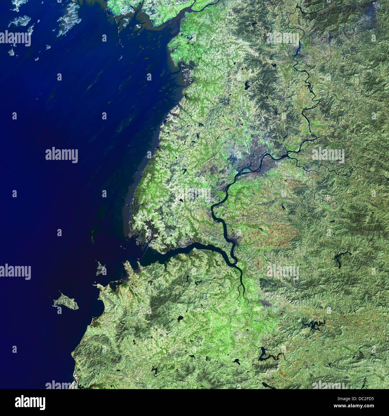Satellite image of Pyongyang, North Korea Stock Photo - Alamy