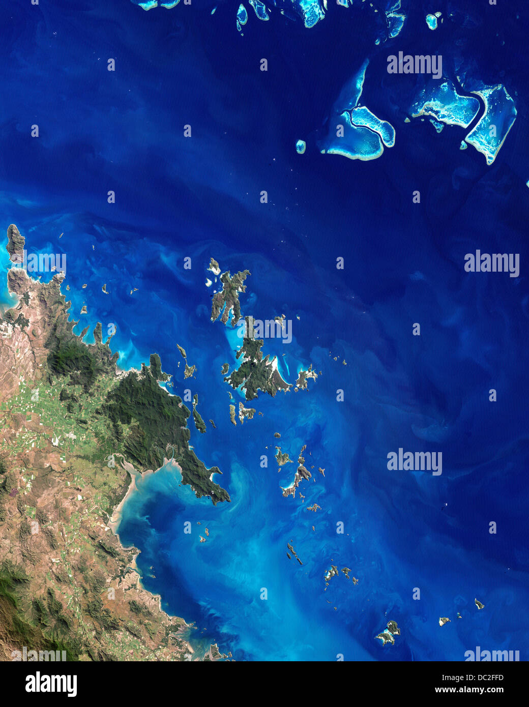 Satellite image of the Whitsunday Islands, Australia Stock Photo - Alamy