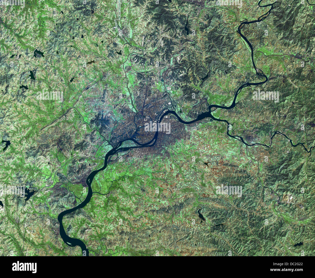 Satellite image of Pyongyang, North Korea Stock Photo - Alamy