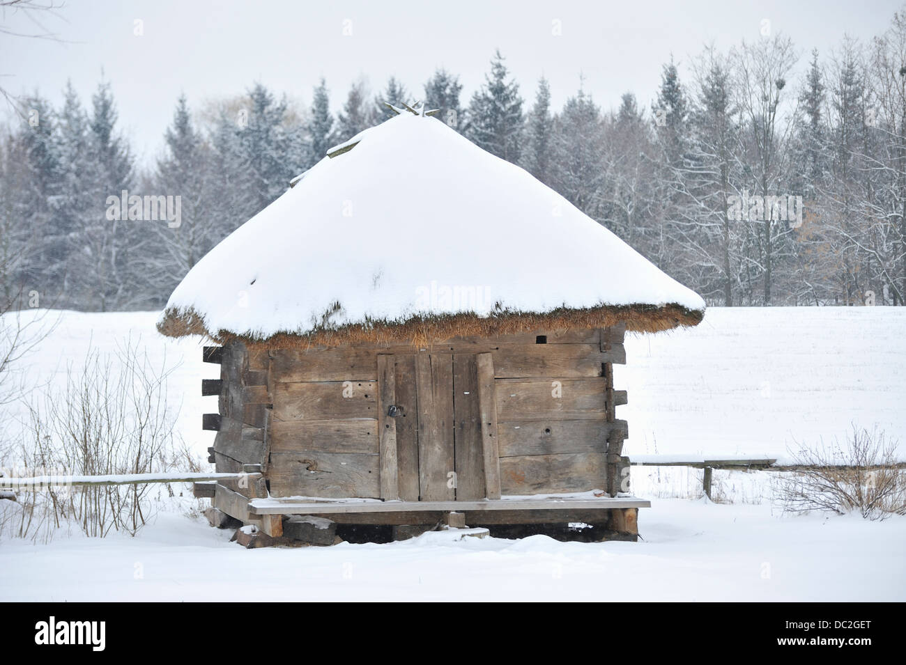 Wooden hut in the open air Museum of Folk Architecture and Life of ...