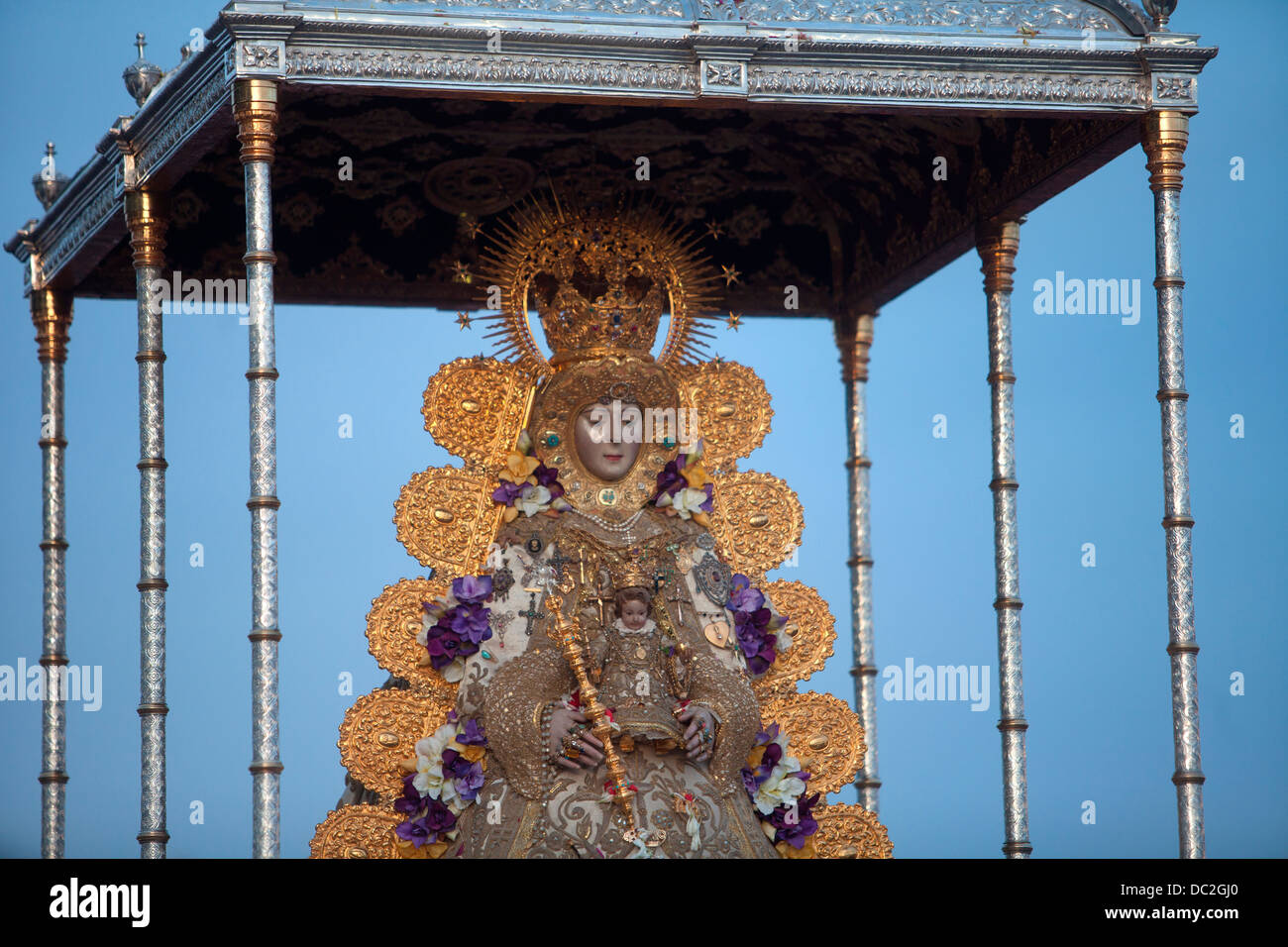 The image of Our Lady of El Rocio is carried in a procession in El ...