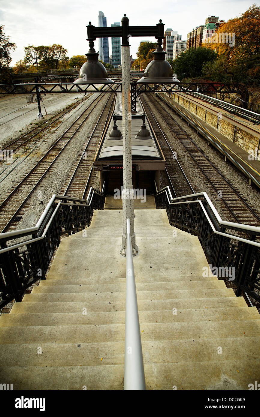 stairs to train rails station Stock Photo - Alamy