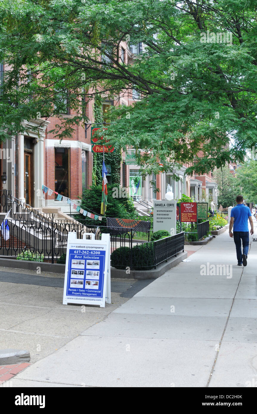Newbury Street, Boston scene with storefronts. Massachusetts USA Stock ...