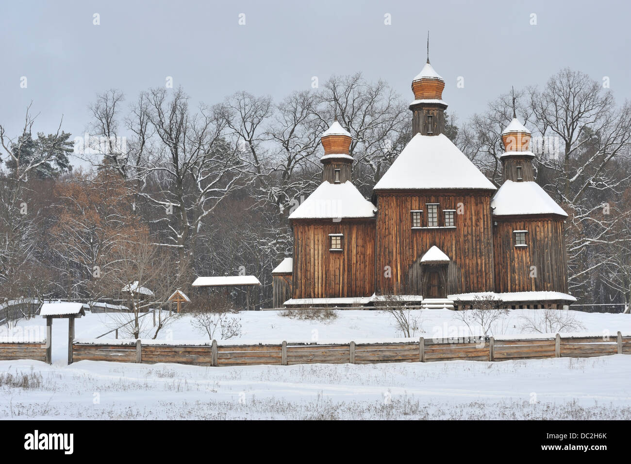 Traditional wooden church in the open air Museum of Folk Architecture ...