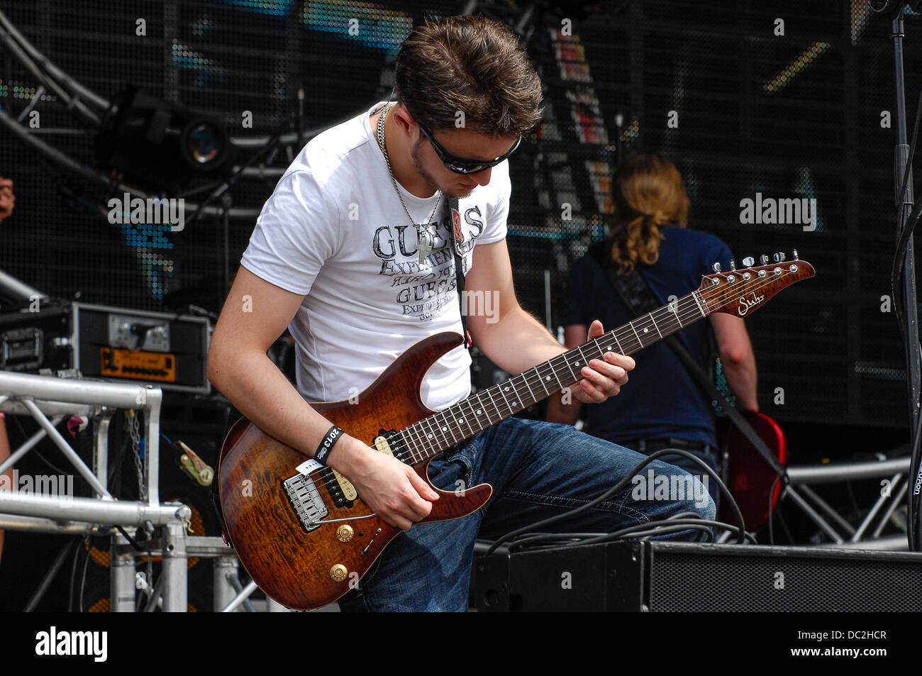 Pink Floyd tribute band playing at Silverstone Classic car race Stock ...