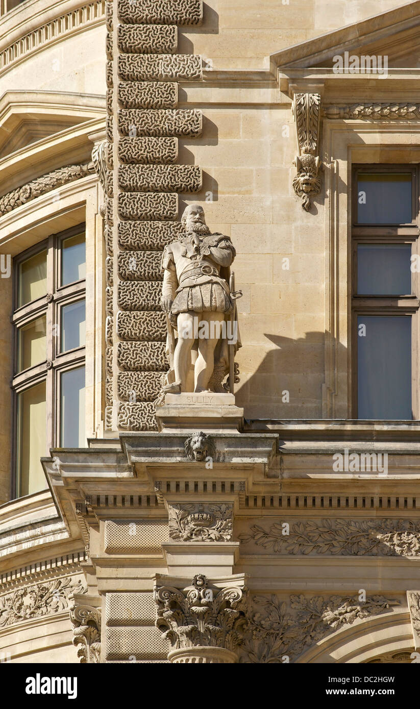 Decorative elements of an angle of the Richelieu wing of the Louvre ...