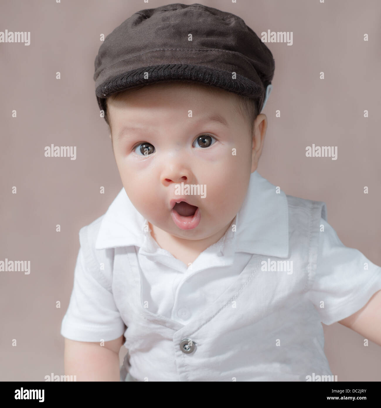 One image from a series of alternate cute facial expressions of a 5 ...