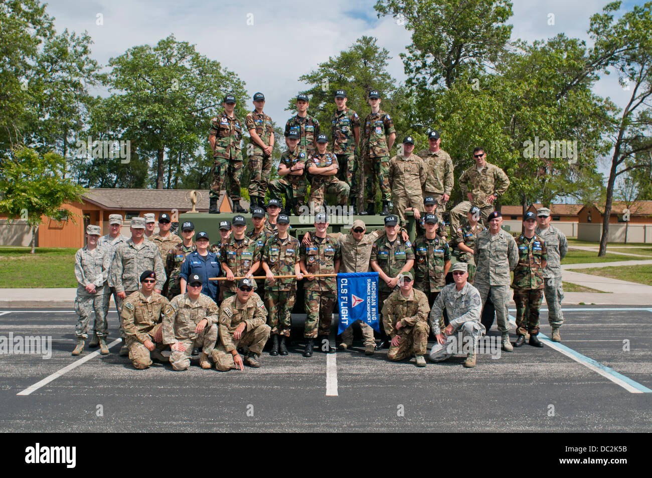 Cadets from the Michigan Wing Civil Air Patrol pose for a photo near a ...
