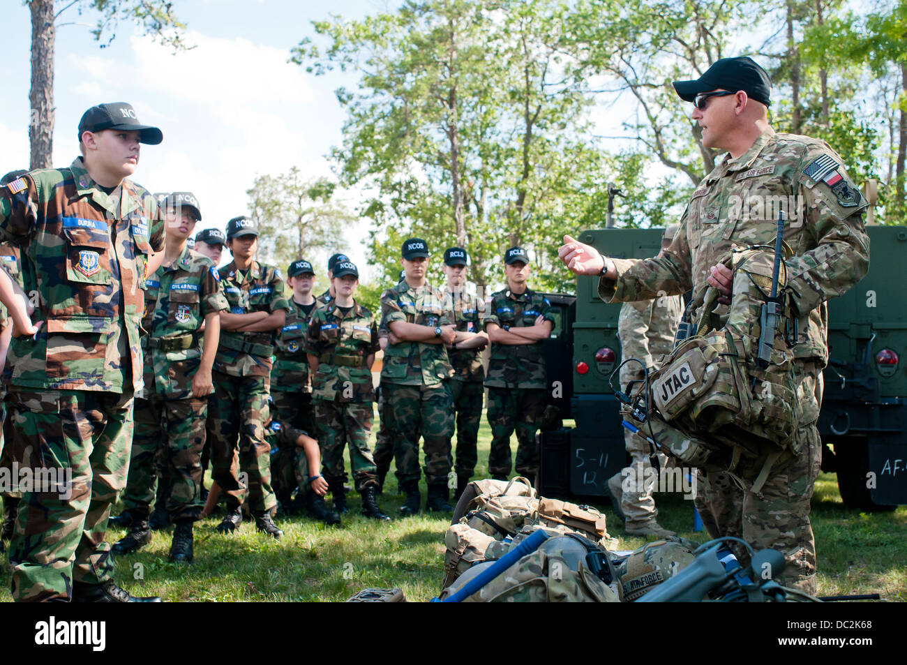 Cadets from the Michigan Wing Civil Air Patrol listen to Joint Tactical ...