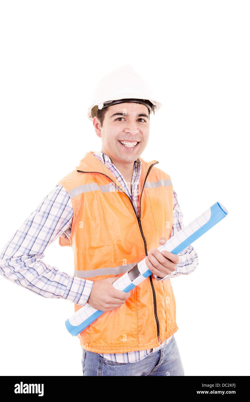 Portrait of Architect with blueprints Stock Photo - Alamy