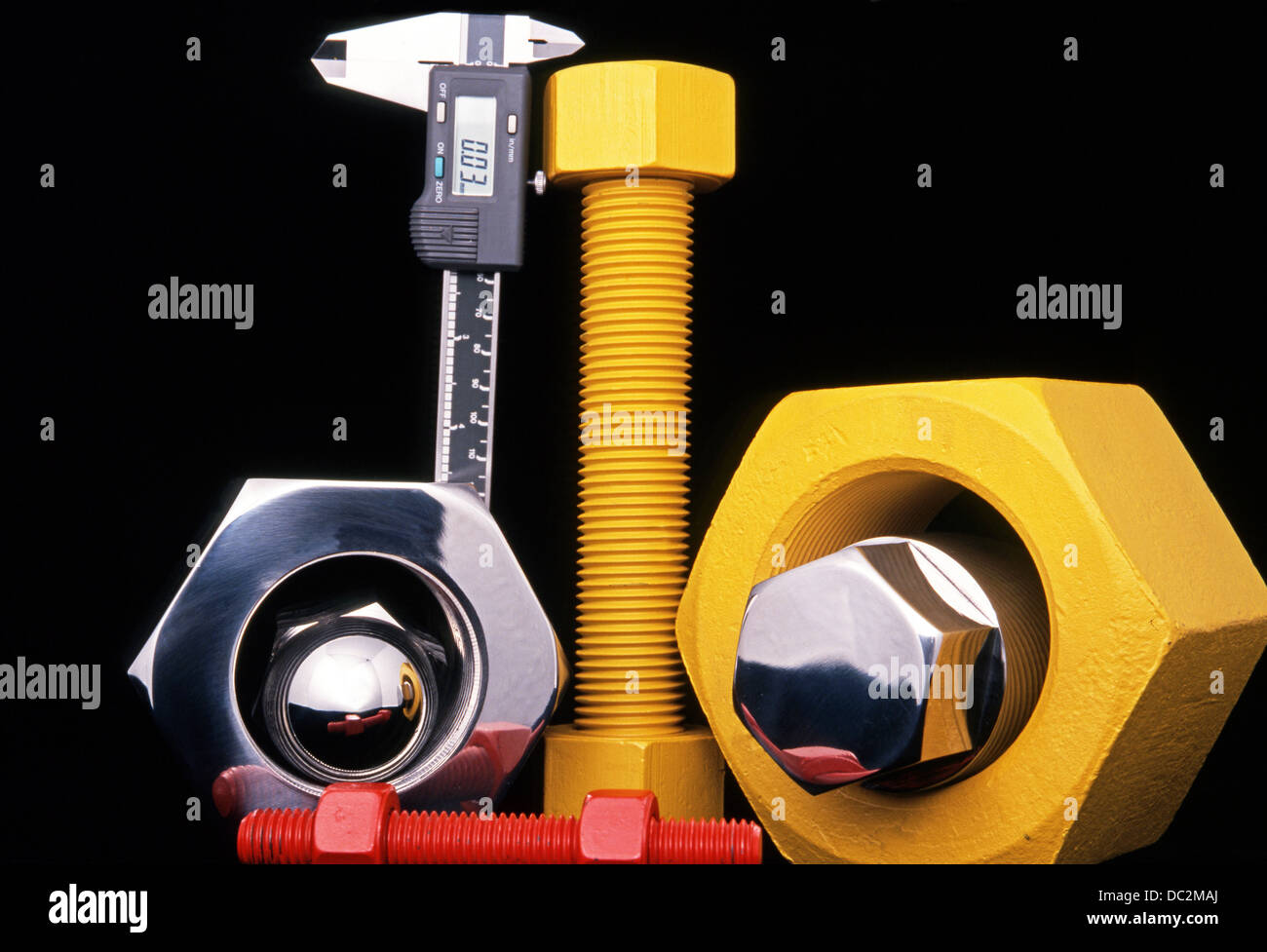 Large Nuts & Bolts and a digital micrometer, England, UK, Western ...