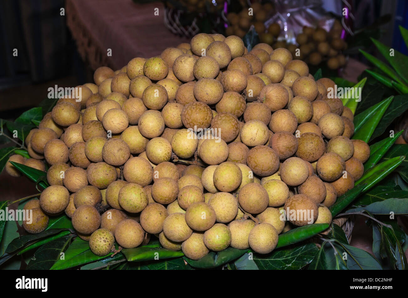 many mongan on a green banana leaf Stock Photo - Alamy
