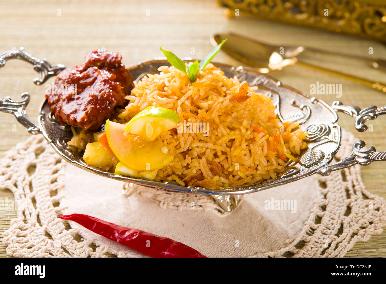 Biryani chicken rice with traditional india food Stock Photo - Alamy