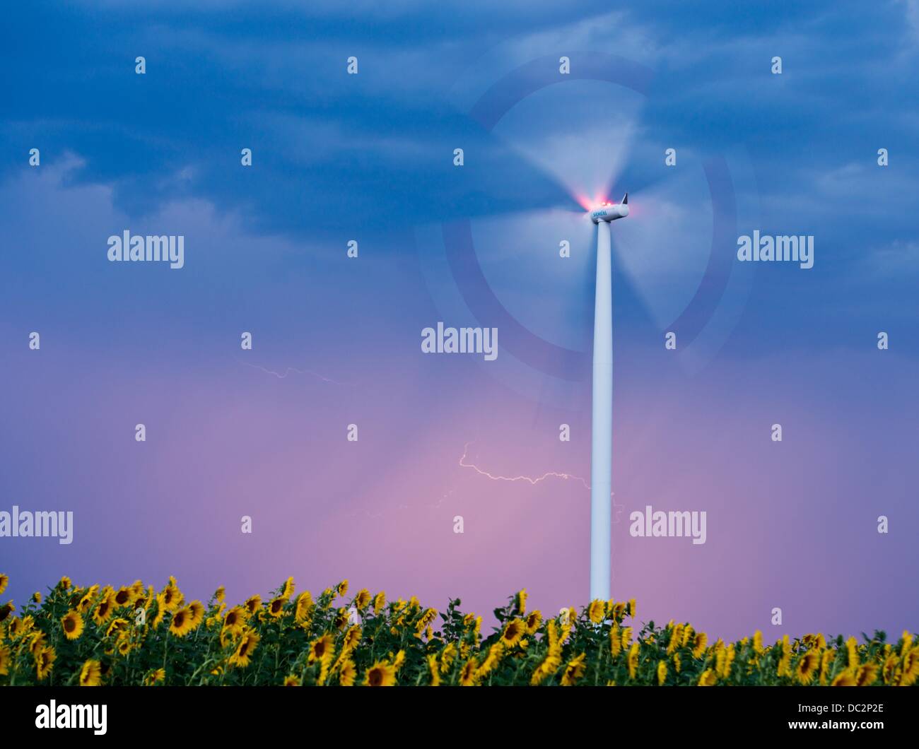 Lightning storm wind turbine hi-res stock photography and images - Alamy