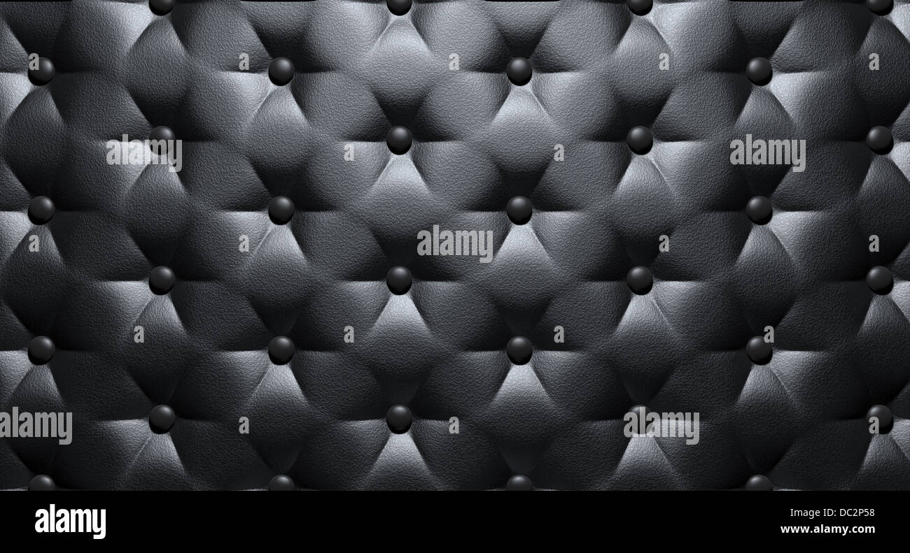 A closeup view of black luxury buttoned leather Stock Photo - Alamy