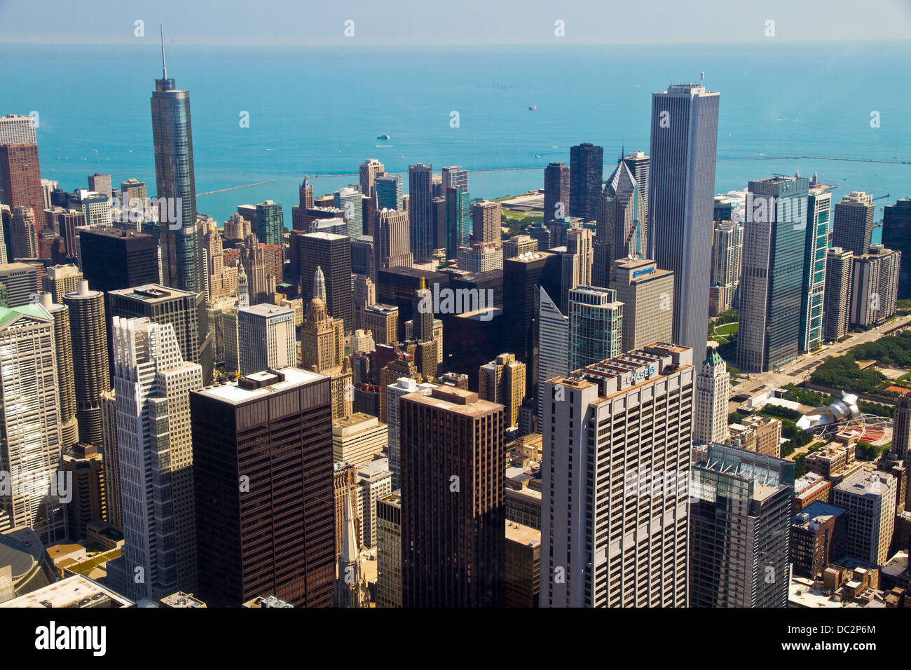 Aerial view of Chicago IL as seen from the Willis tower observation ...