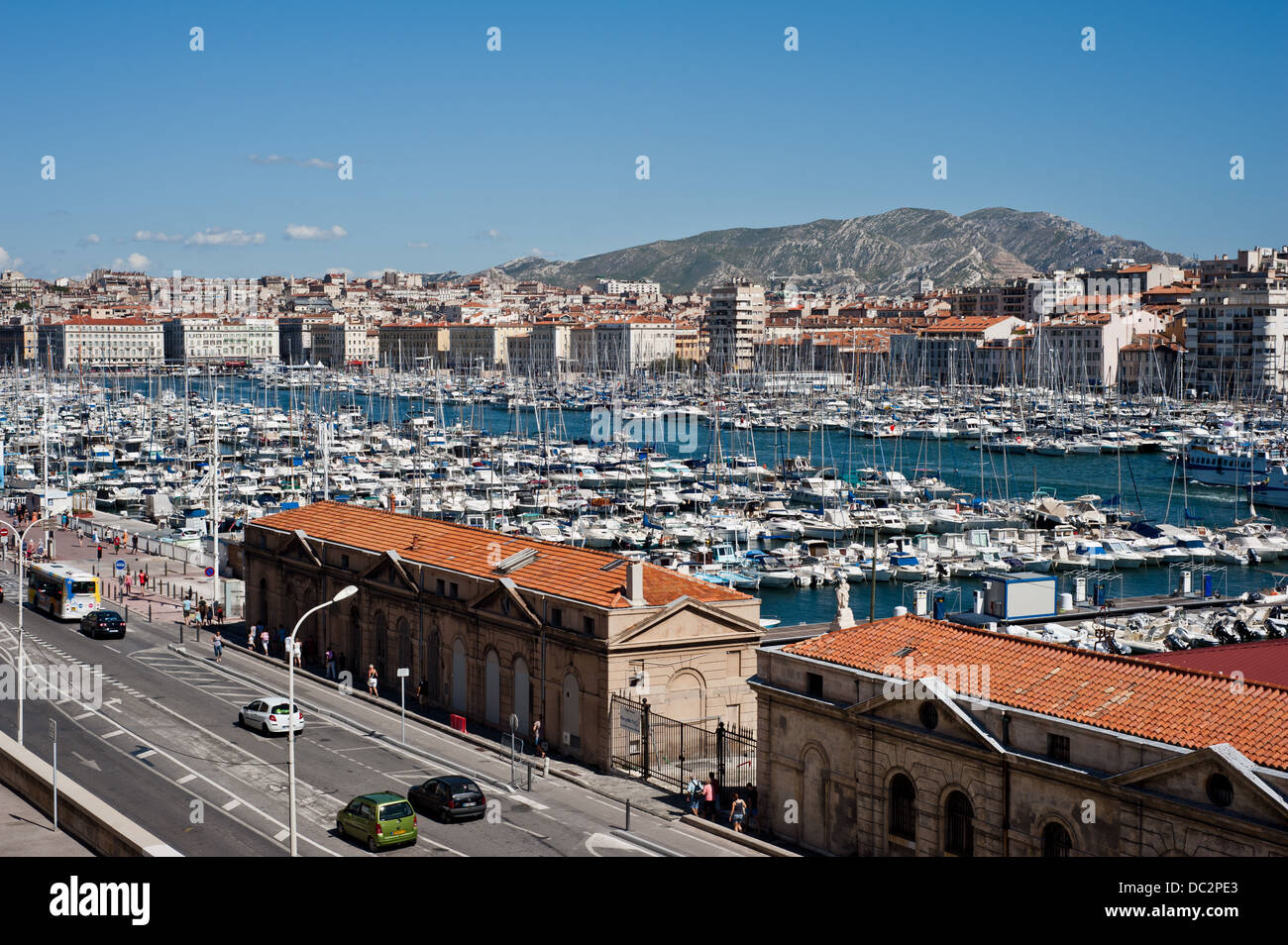 View of the old port and the historical customs buildings in Marseille ...