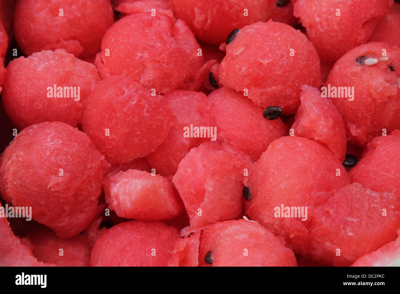 red balls of watermelon balls in a cocktail bar during happy hour Stock ...