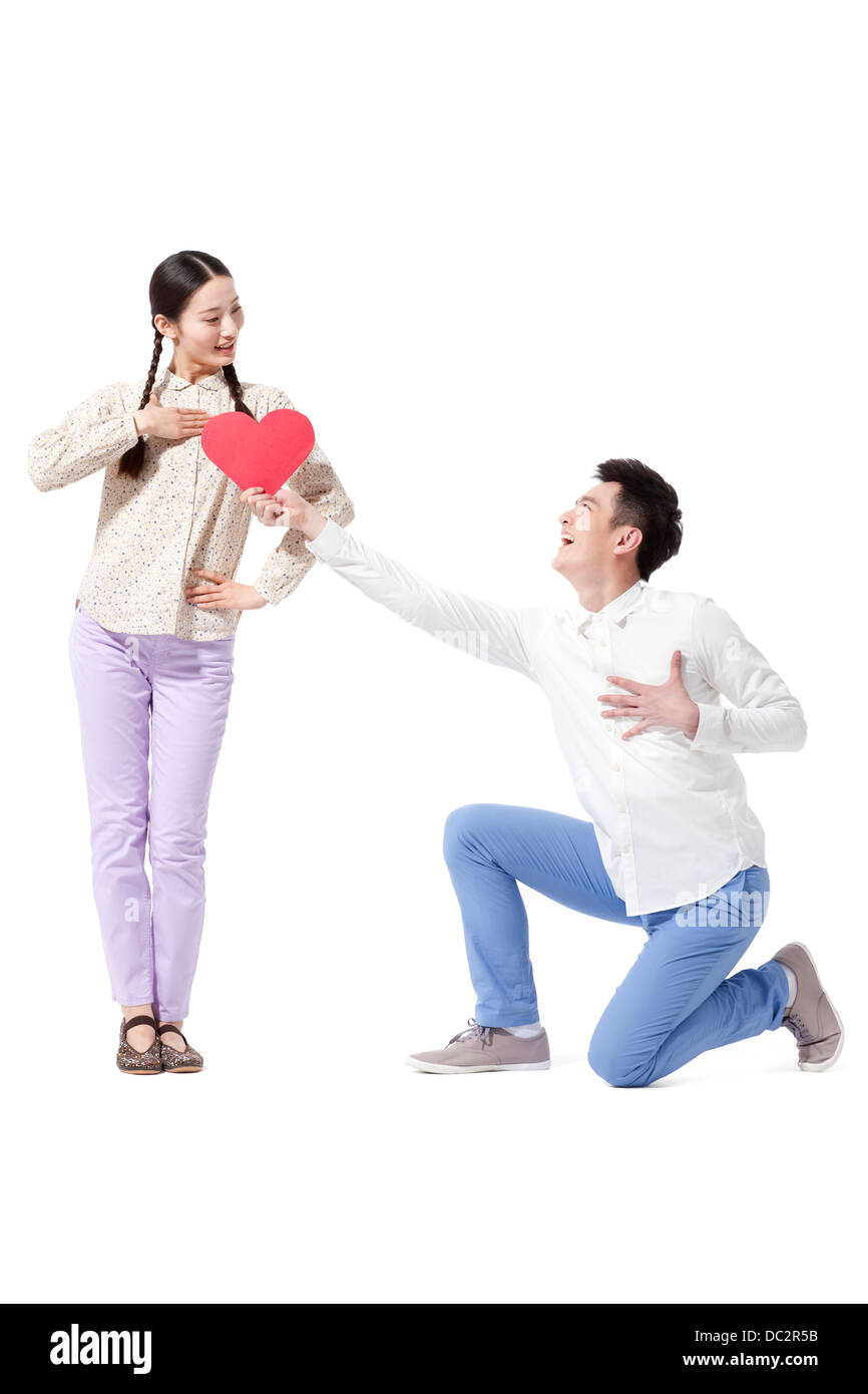 Retro couple expressing love Stock Photo - Alamy