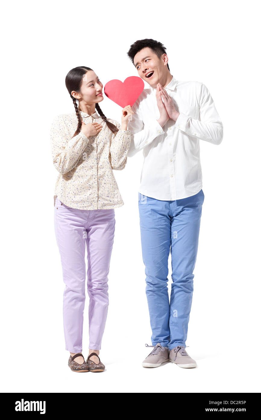 Retro couple expressing love Stock Photo - Alamy
