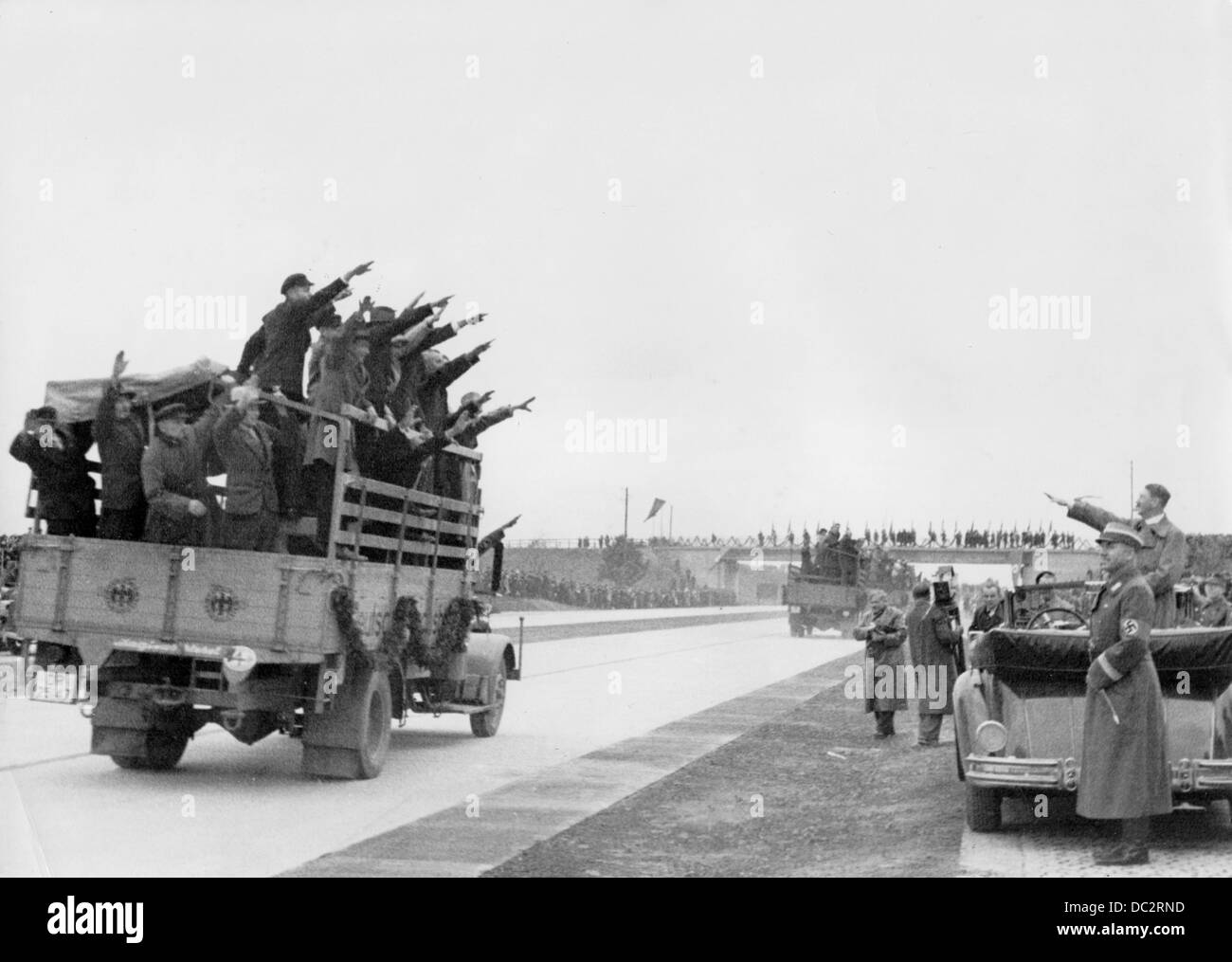 Adolf Hitler opens a part of the Reich Autobahn Breslau - Liegnitz ...