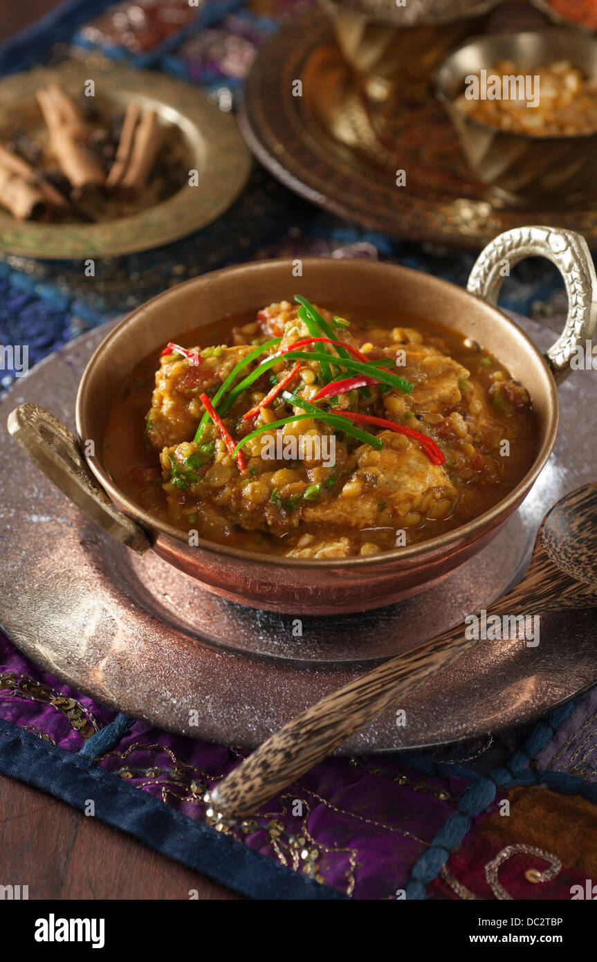 Chicken Dhansak Spicy chicken and lentil curry India Food Stock Photo ...