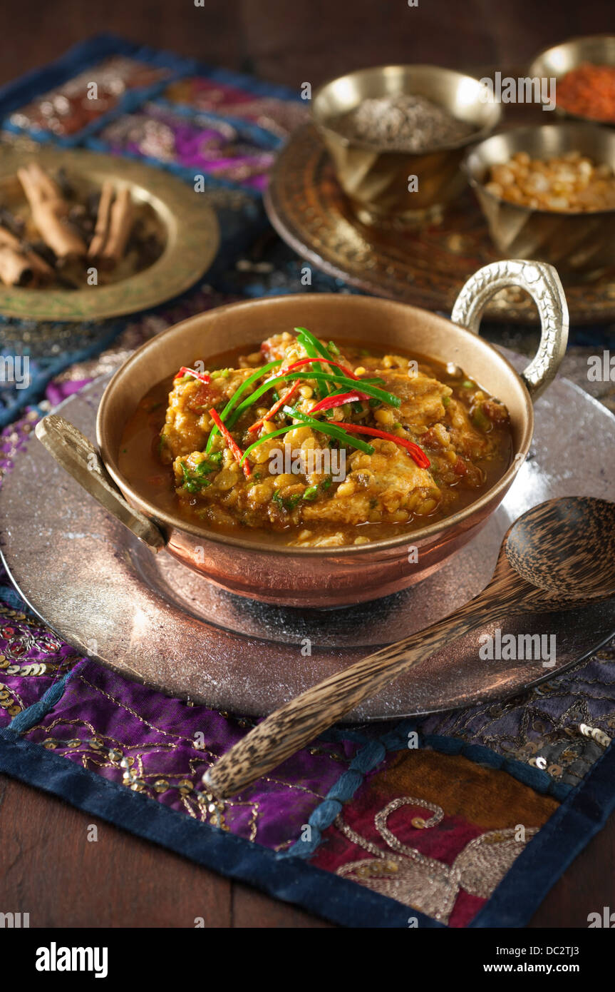 Chicken Dhansak Spicy chicken and lentil curry India Food Stock Photo ...