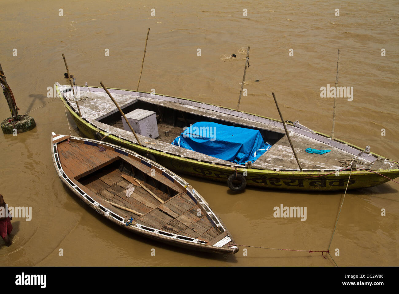 Wooden boats on ganges river hi-res stock photography and images - Alamy