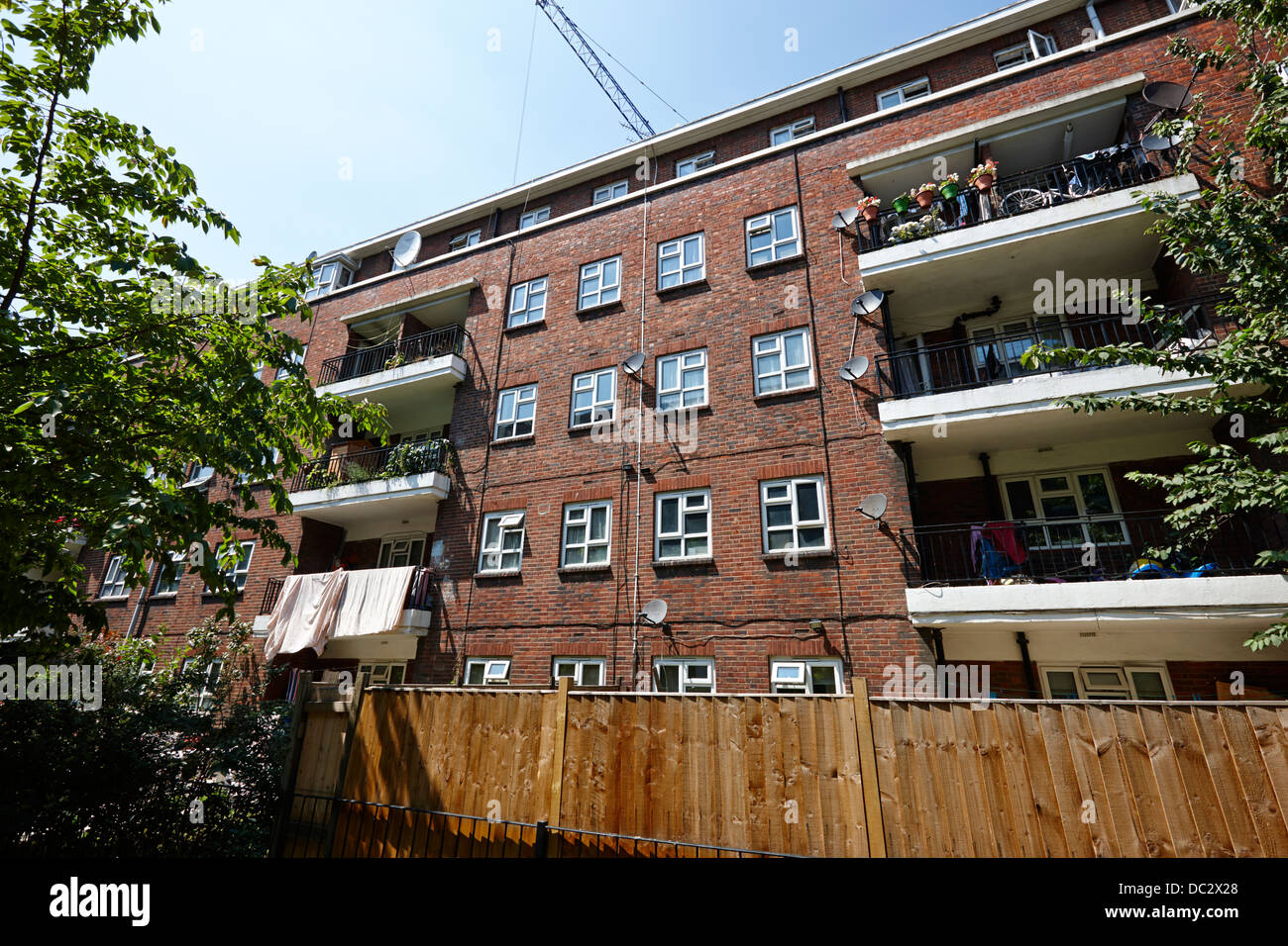 apartments in old low rise block in southbank London England UK Stock ...