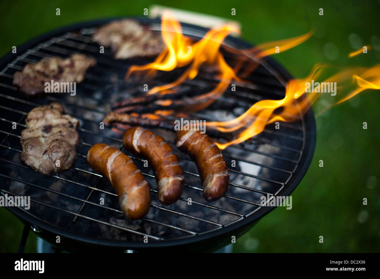 Barbecue a hot summer evening, Grilling Stock Photo - Alamy