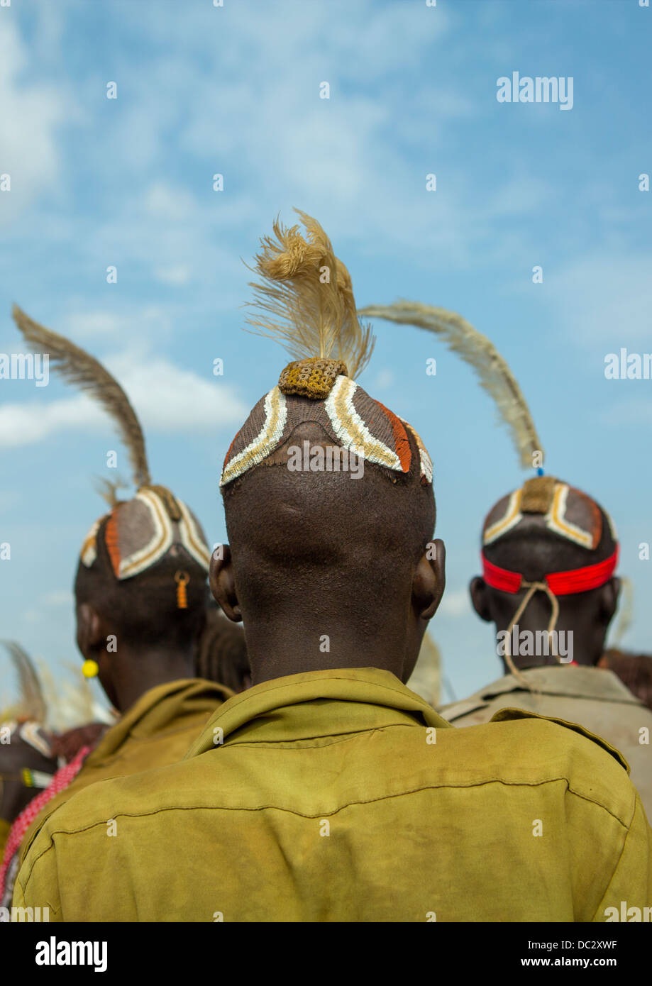 Dassanech Tribe Men With Clay Buns On The Head, Omorate, Omo Valley ...