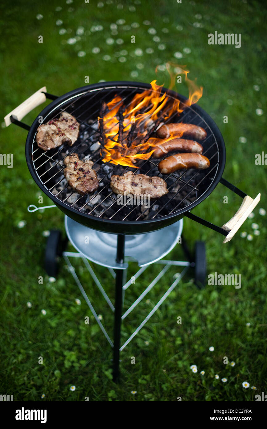 Barbecue a hot summer evening, Grilling Stock Photo - Alamy