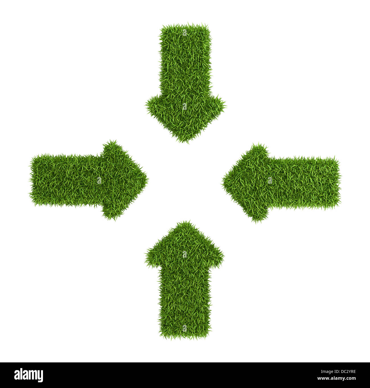 Converging arrows symbol from grass Stock Photo - Alamy