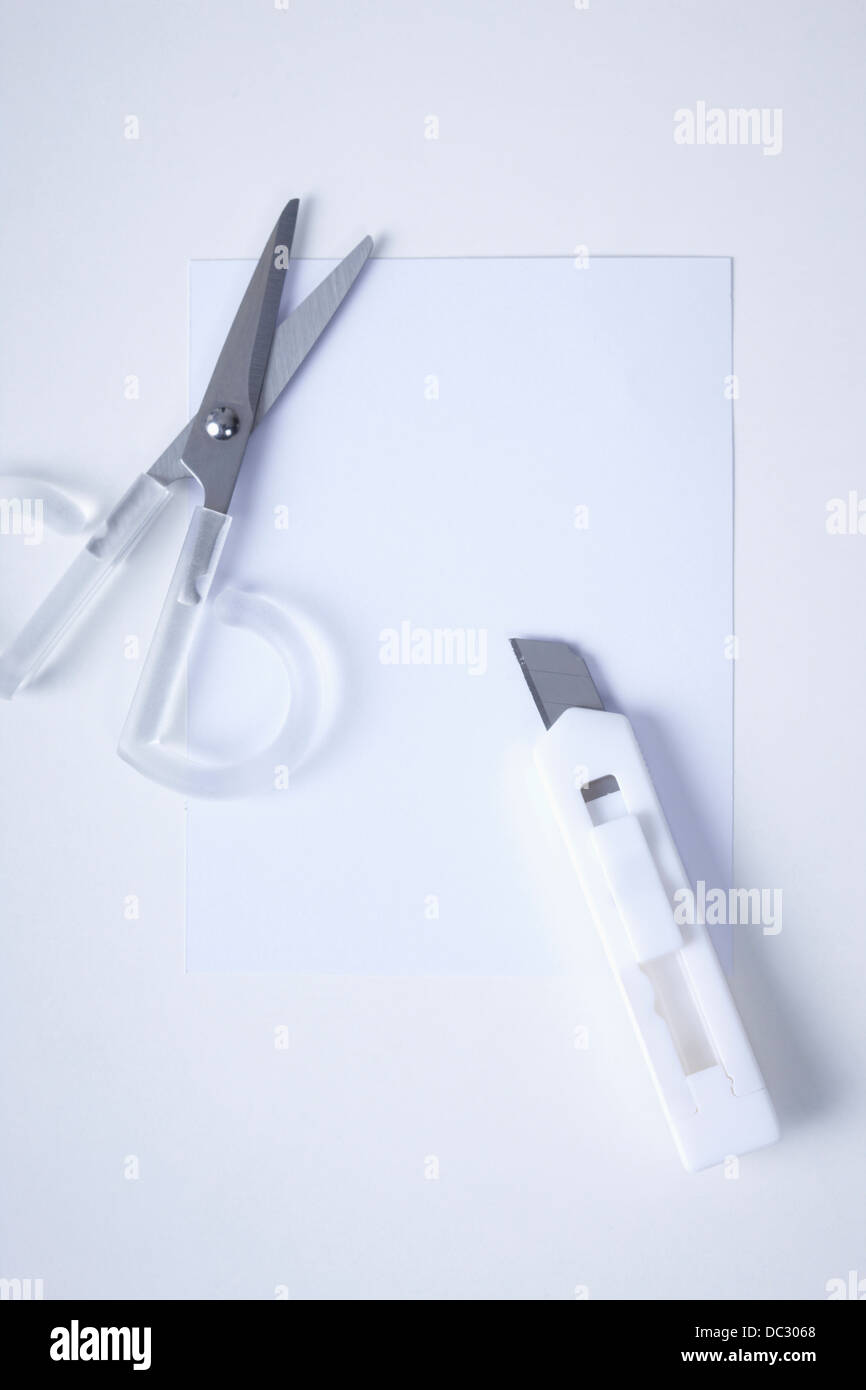 white stationery items on white background Stock Photo - Alamy